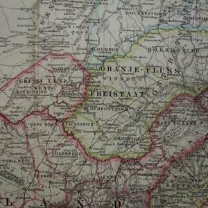 SOUTH AFRICA Map of Transvaal Republic LARGE 1885 Antique German Print ...