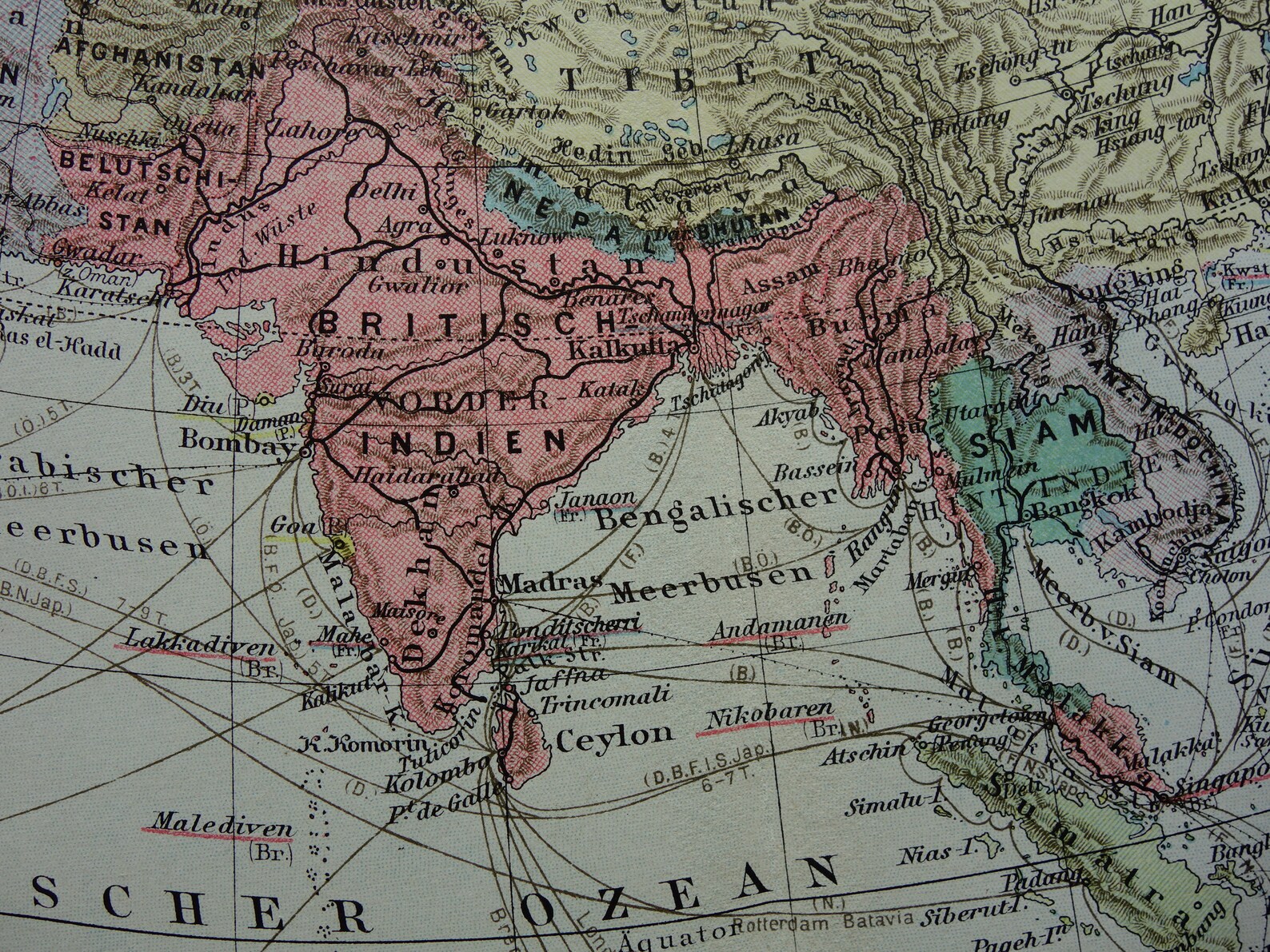 100 Years Old Map of Asia Original 1913 Antique Print About | Etsy