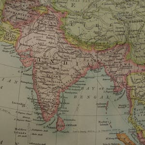 ASIA Old Map of Asia LARGE 1890 Original Antique English Print of Asian ...