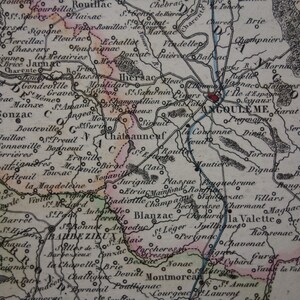 1856 CHARENTE Old Map of Charente Department Original Hand-colored ...