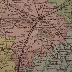 1870 INDRE Old Map of Indre Department France Original Antique Print ...