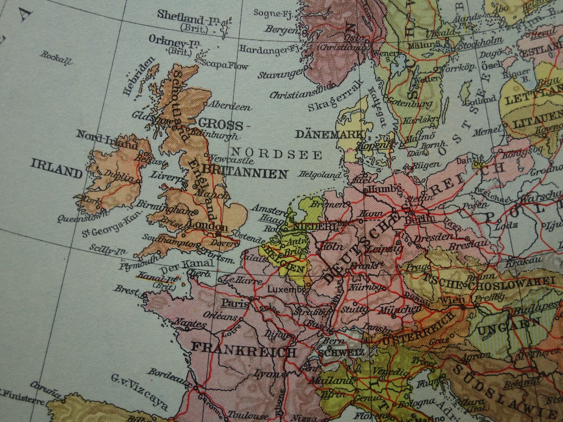 EUROPE Old Map of Europe 1928 Original Vintage Political Map of Europe ...