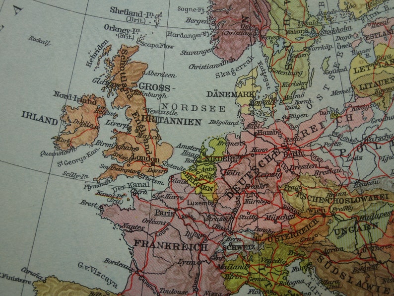 EUROPE Old Map of Europe 1928 Original Vintage Political Map - Etsy Finland
