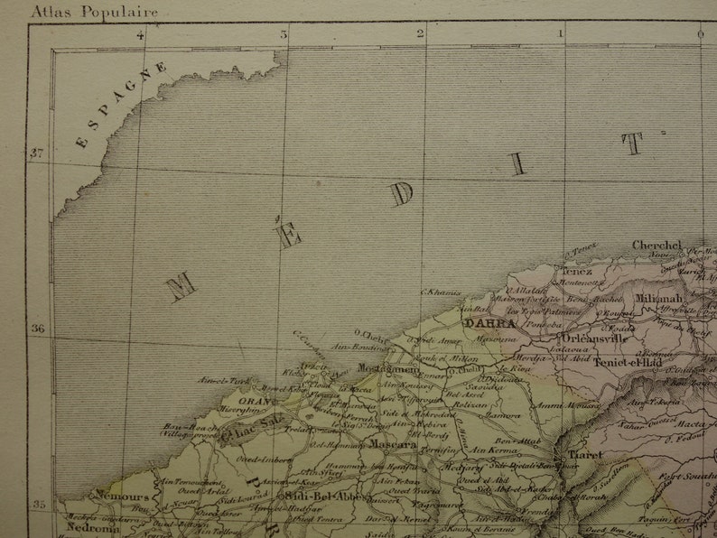 ALGERIA Old Map 1858 Antique French Print About Algeria - Etsy