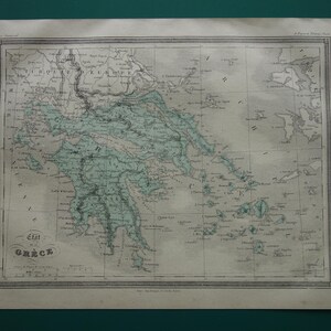 GREECE Map - Over 145 Years Old Map of Greece 1877 Antique French Print ...