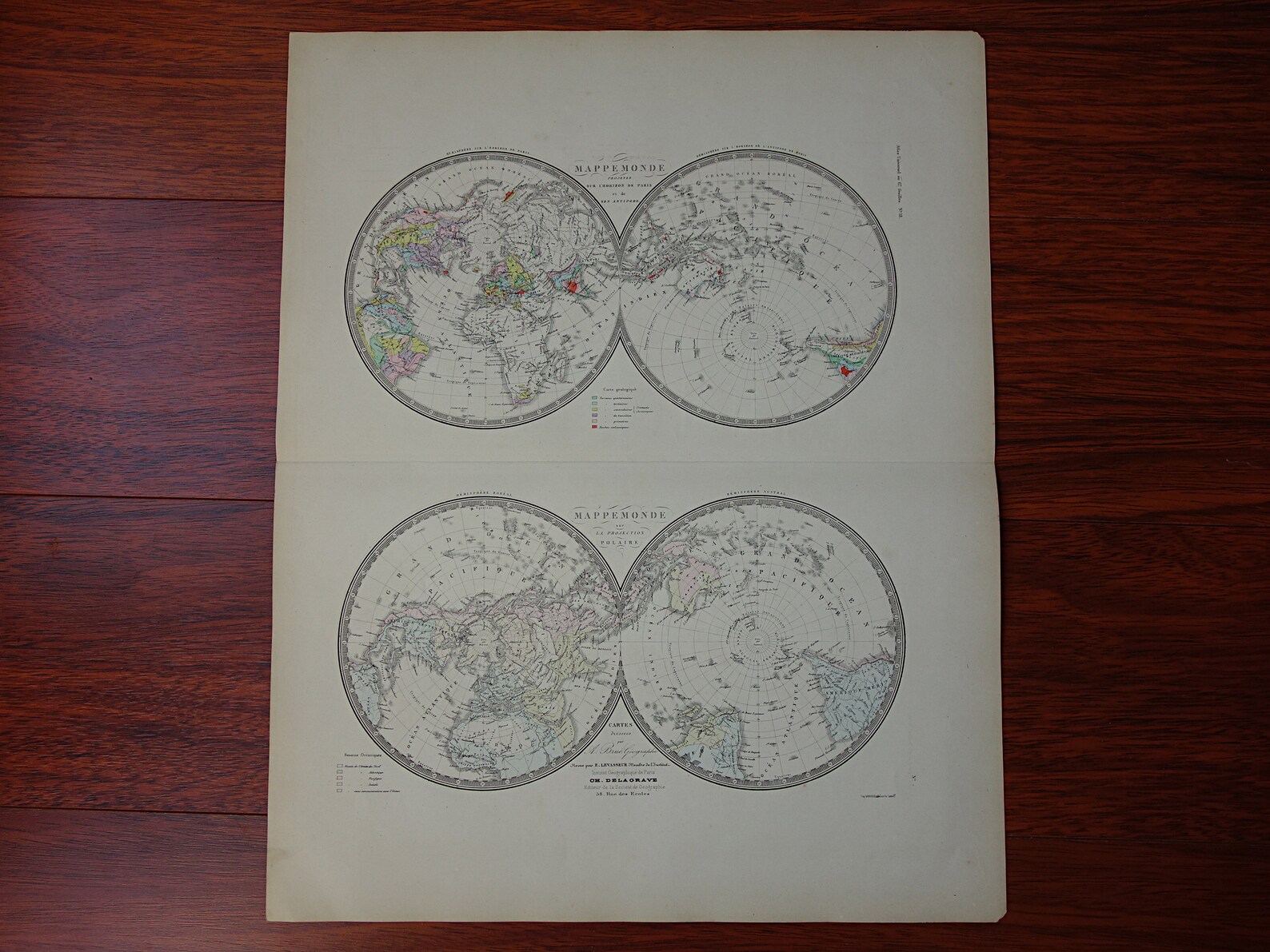 145 Years Old World Map Large Original Antique French Print - Etsy