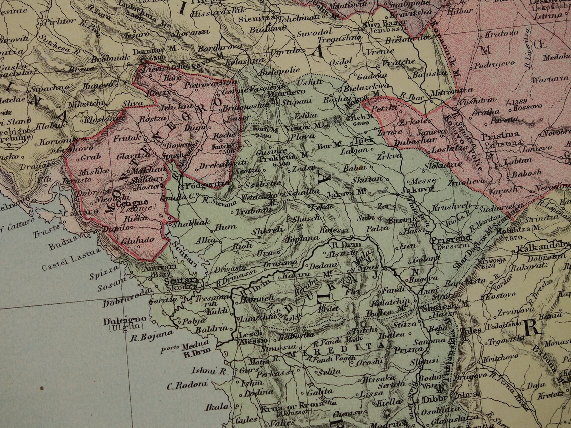 BALKANS Old Map of European Turkey in 1878 LARGE Original - Etsy