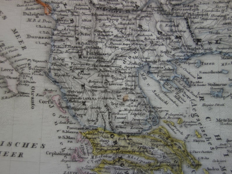BALKANS Old Map of Balkans 1850 Original Antique Print/poster - Etsy
