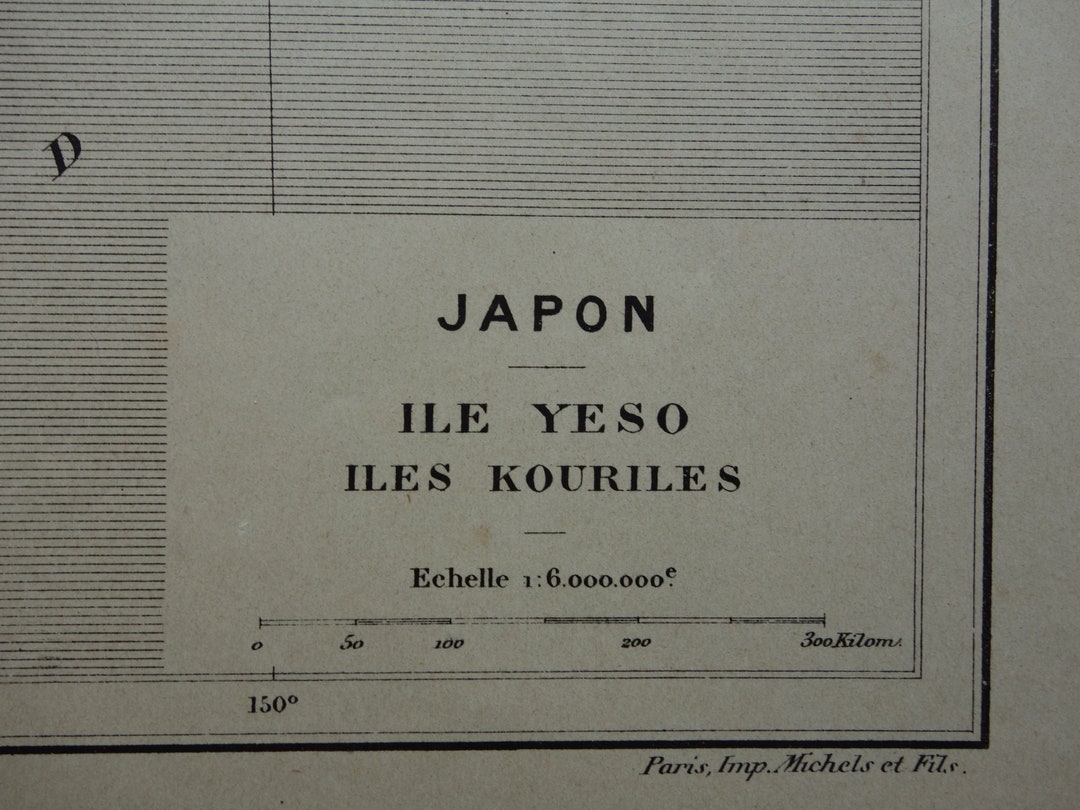 Old Map of Japan Hokkaido Ezo Island Eso Kuril Islands in 1896 Original ...