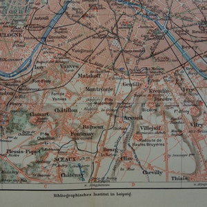 PARIS Old Map of Paris Versailles 1913 Detailed Vintage Print Paris ...
