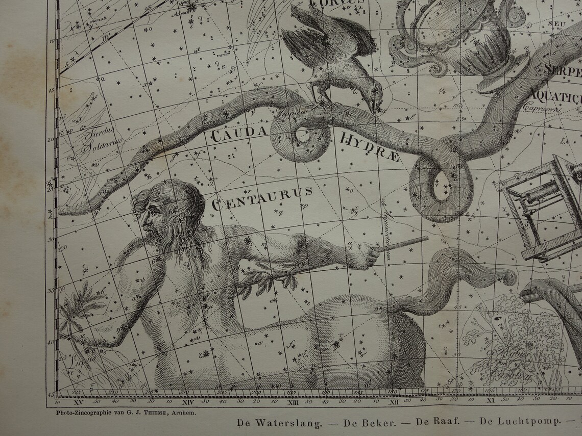 ASTRONOMY Old Star Chart Dutch Vintage Astronomy Print of - Etsy