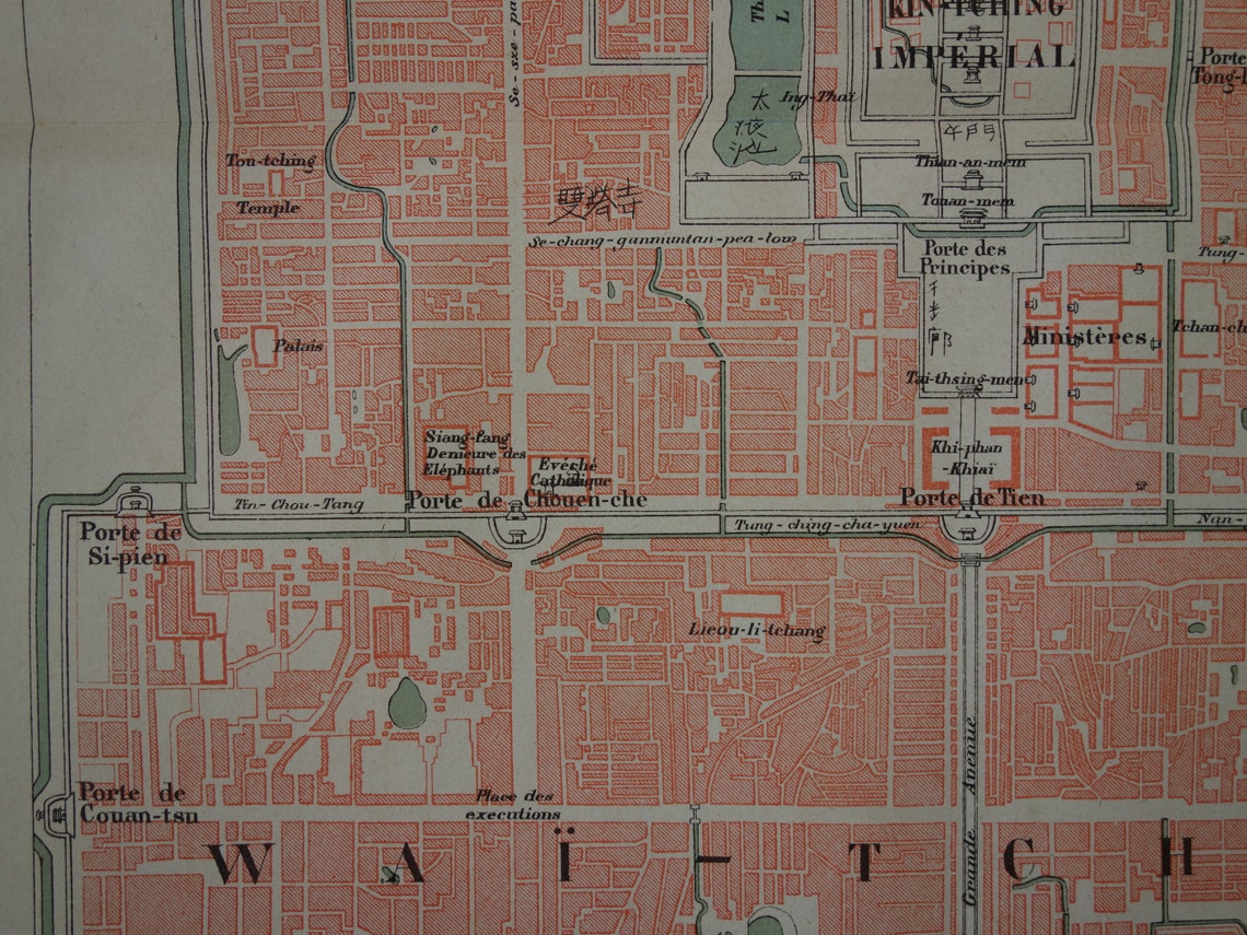 Old BEIJING Map Large 1896 Old City Plan of Beijing - Etsy