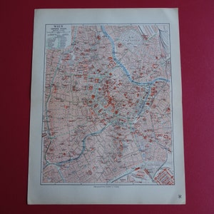 VIENNA Old Map of Vienna City Plan - 1913 Original Antique Detailed ...