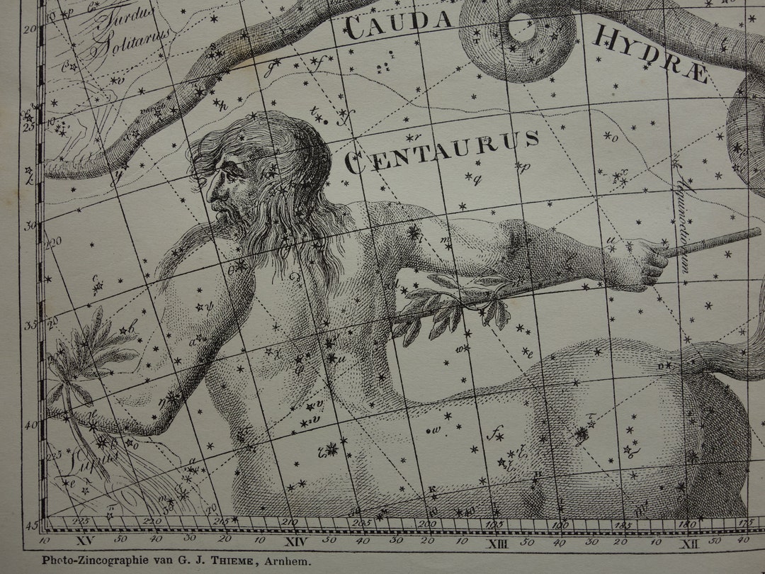 ASTRONOMY Old Star Chart Dutch Vintage Astronomy Print of Centaurus ...