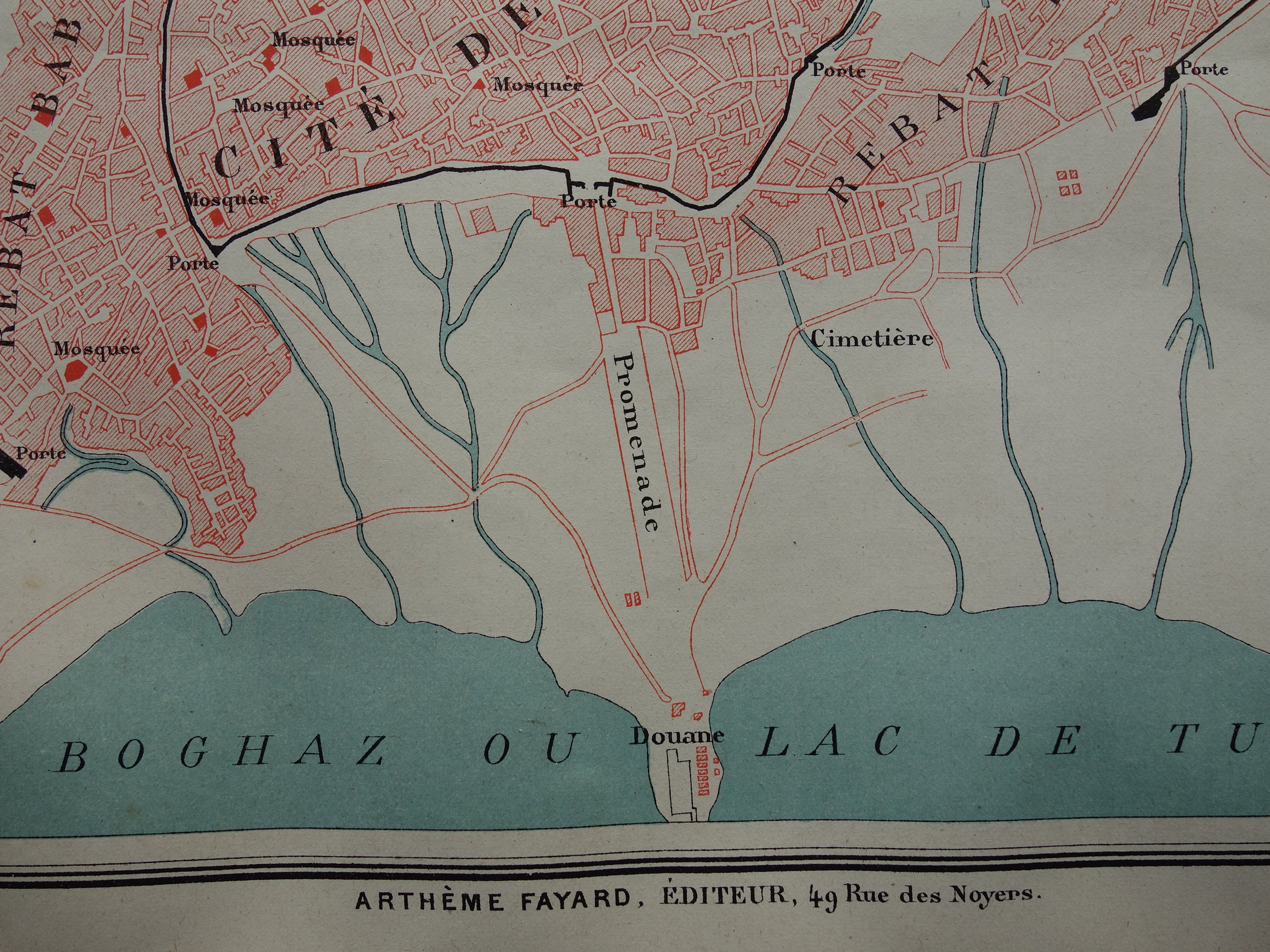 TUNIS Antique Map Original 140 Years Old Print of Tunis - Etsy UK