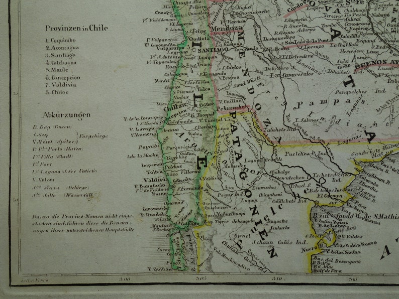 SOUTH AMERICA Map 1850 Original Old Hand Colored Antique Print of ...