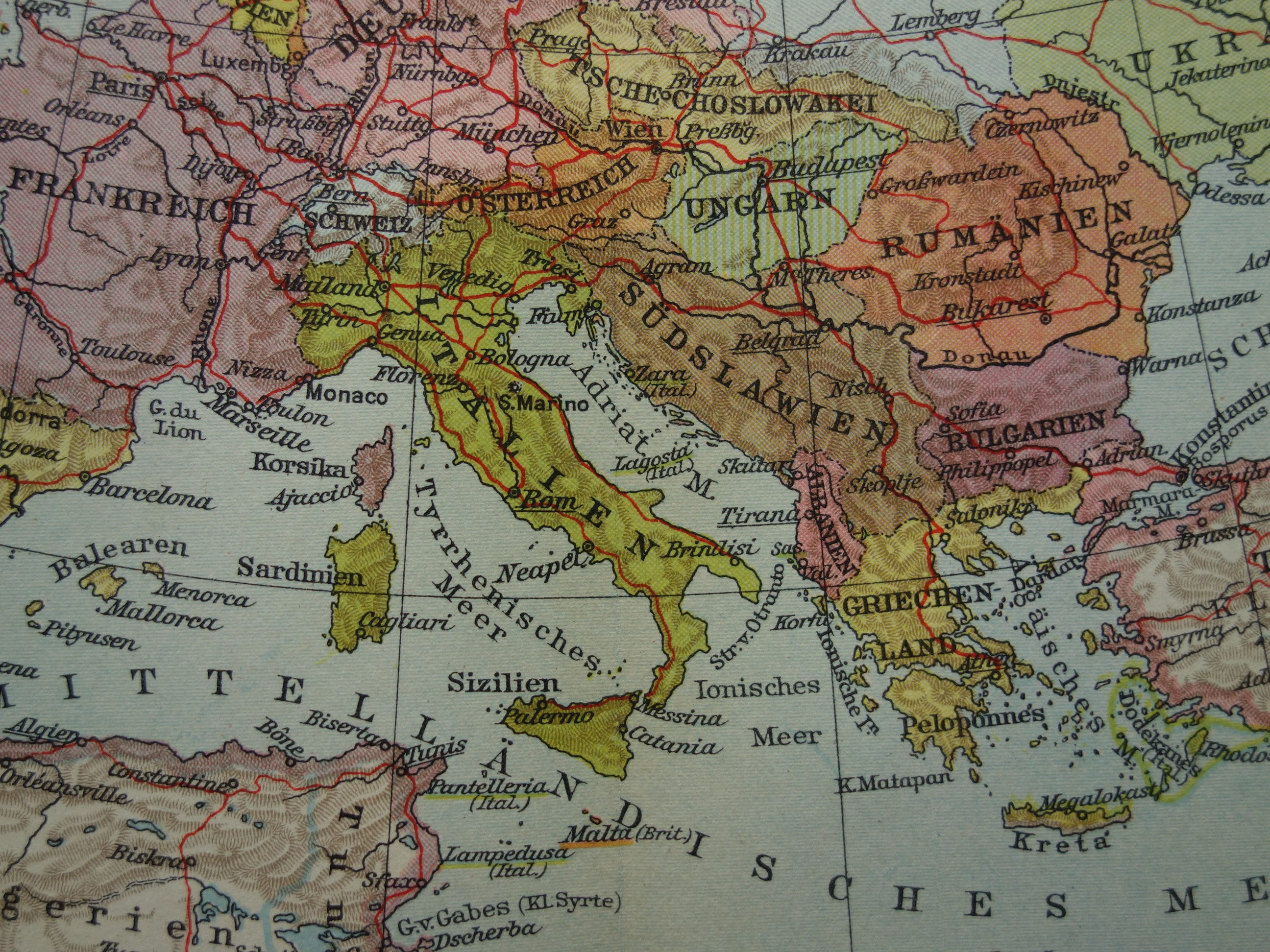 EUROPE Old Map of Europe 1928 Original Vintage Political Map of Europe ...