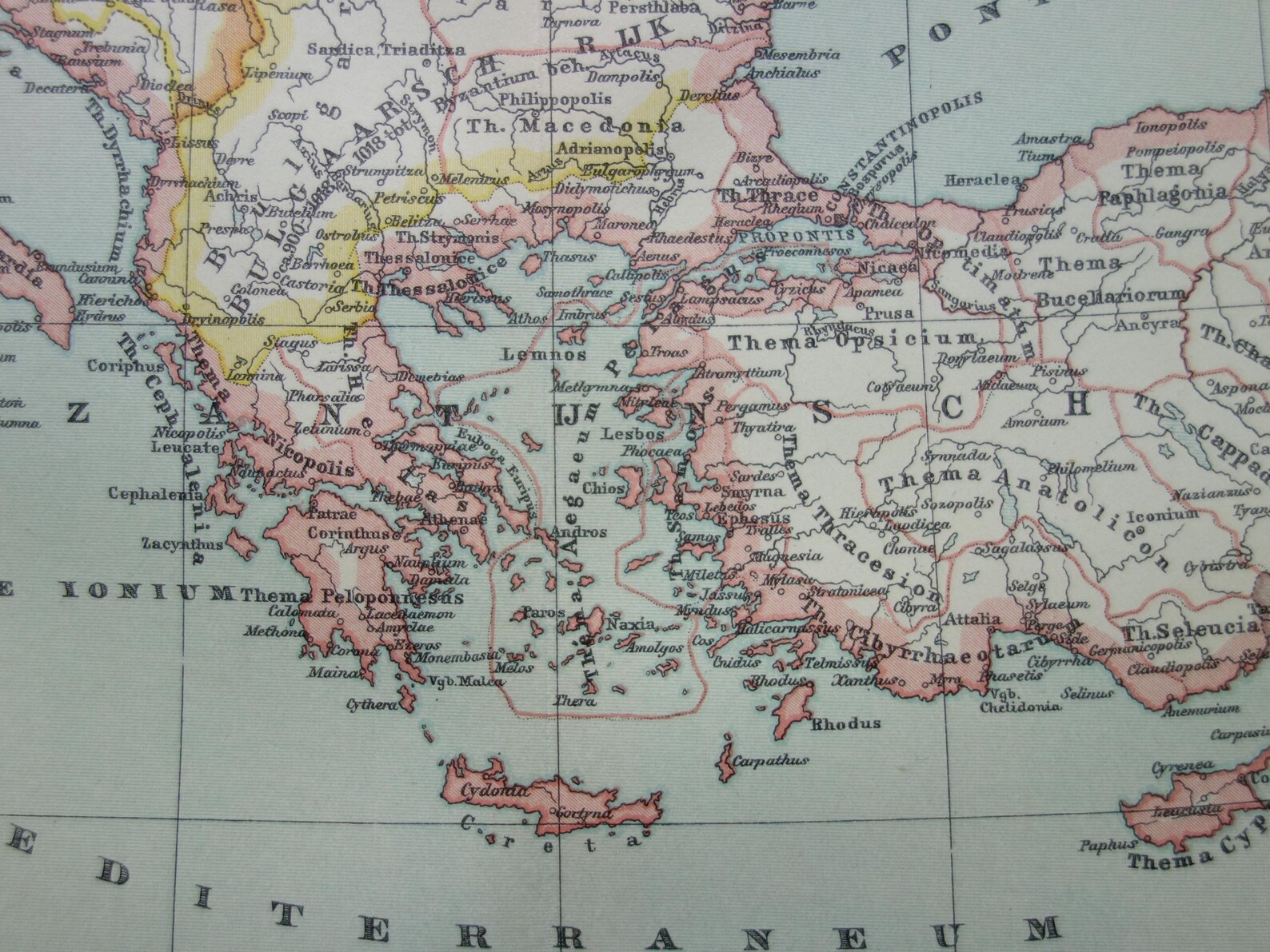 Antique Map of the Byzantine Empire - Original 1915 Old Historic Print ...