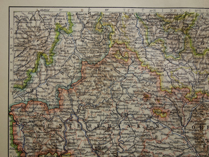 Old Map of Bavaria Germany 1905 Original Vintage Print/ Poster | Etsy