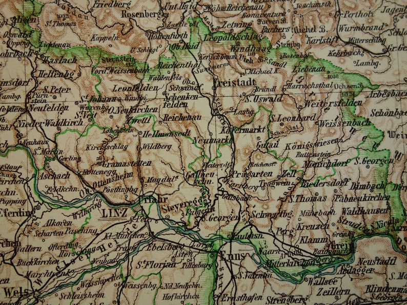 AUSTRIA Old Map of Austria 1905 Original Antique Print Poster - Etsy