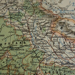 Vintage Map of India 1905 Detailed Original Antique Print Indian ...