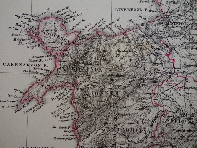 ENGLAND WALES Antique Map 1875 Original Beautiful Old - Etsy