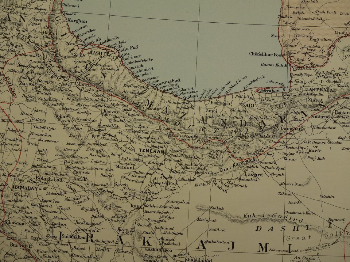 PERSIA Old Map of Persia LARGE 1890 Original Antique Poster of - Etsy