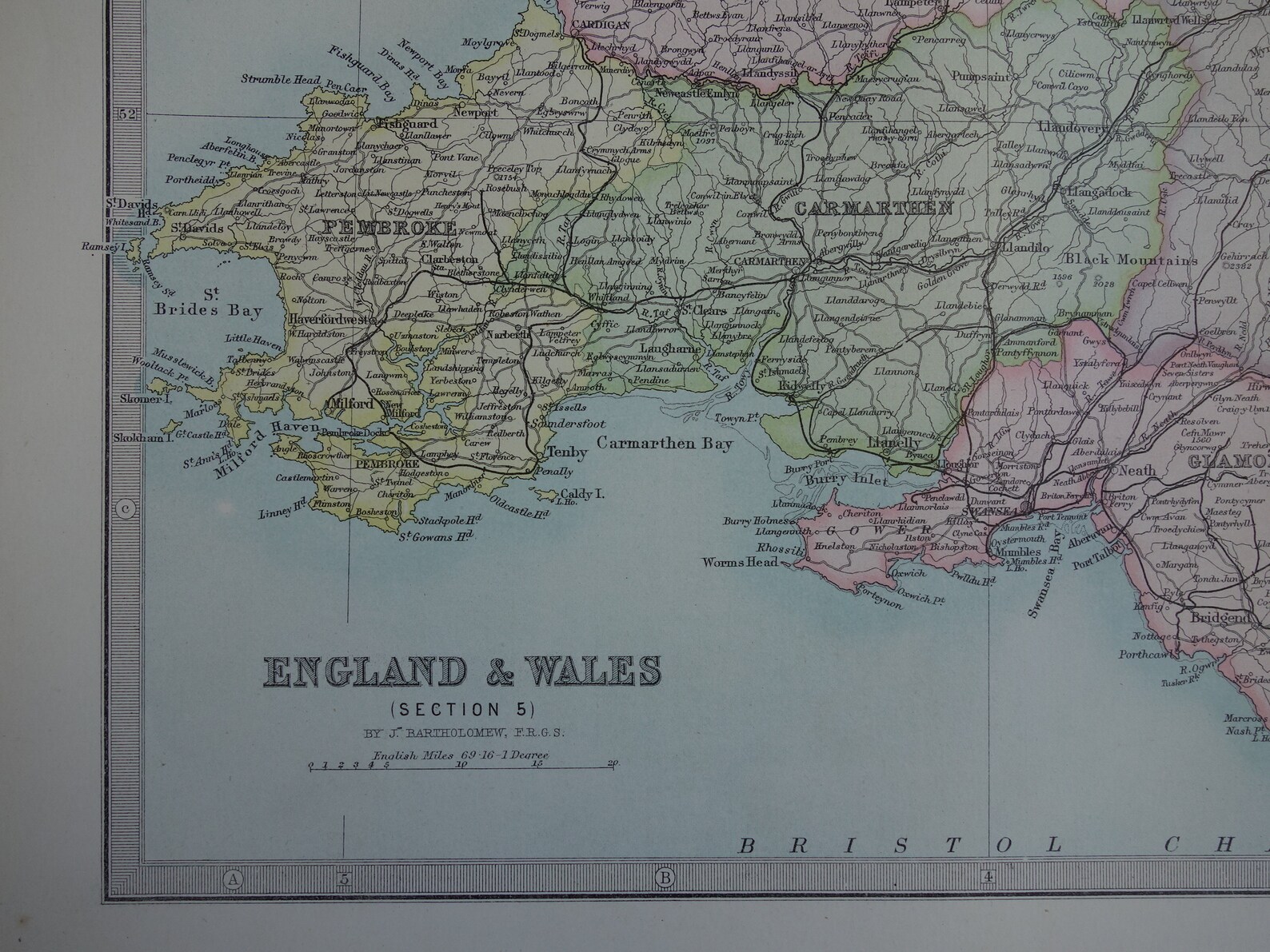 WALES Vintage Large Map of England and Wales 1890 Original Old - Etsy