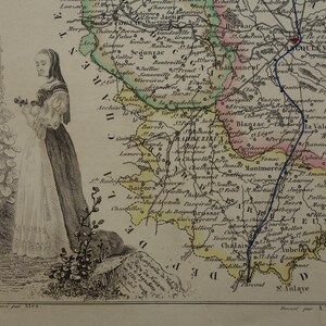 1856 CHARENTE Old Map of Charente Department - Original Hand-colored ...
