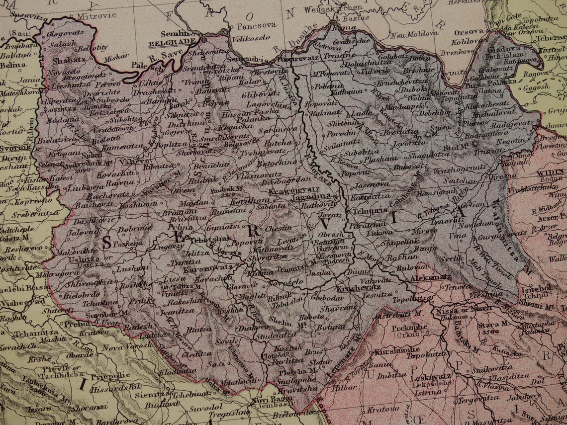 BALKANS Old Map of European Turkey in 1878 LARGE Original - Etsy