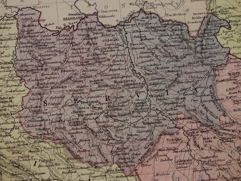 BALKANS Old Map of European Turkey in 1878 LARGE Original - Etsy