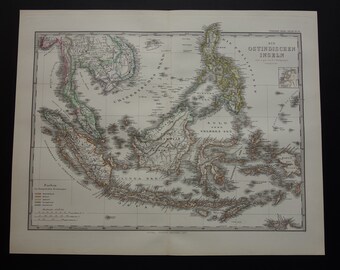 Vintage Asia Map - Etsy
