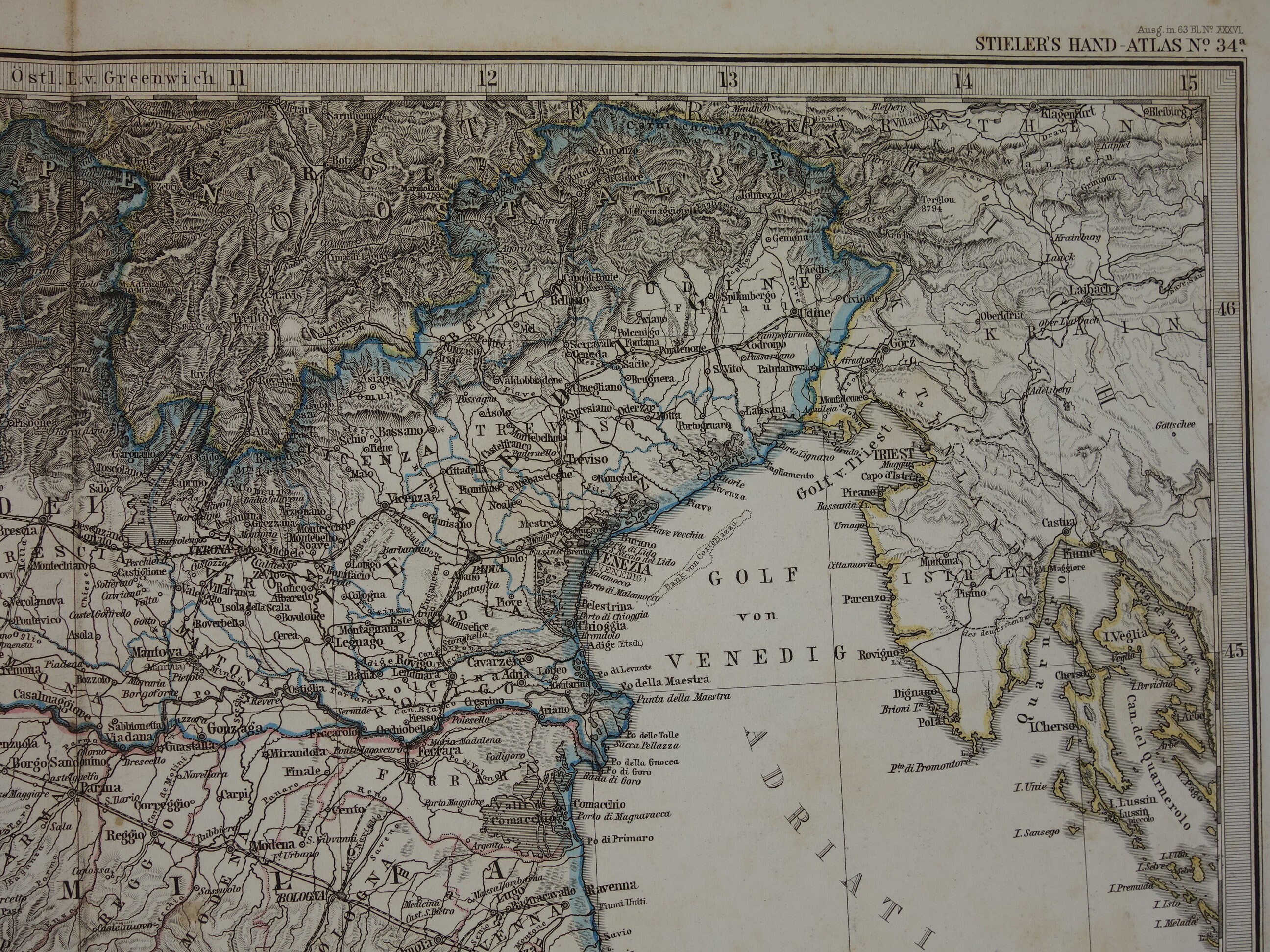 ITALY Old Map of Italy Large Original 1868 Antique Map Northern Italy ...