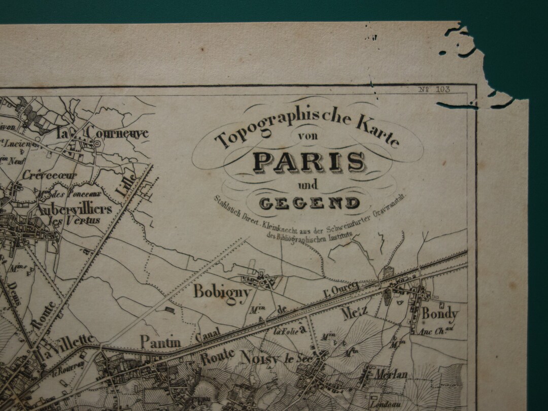 PARIS Old Map of Paris France City Plan 1851 Original Antique Print of ...
