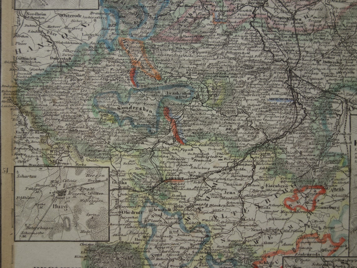 SAXONY Old Map of Sachsen Germany 1849 Original Antique Print of ...