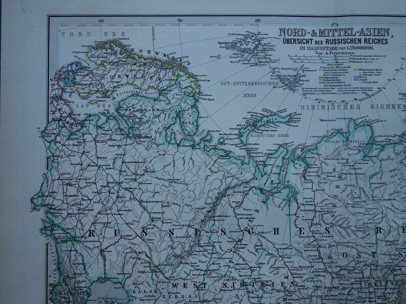 Old Map of Russia 1885 Original Antique Print of Russian - Etsy