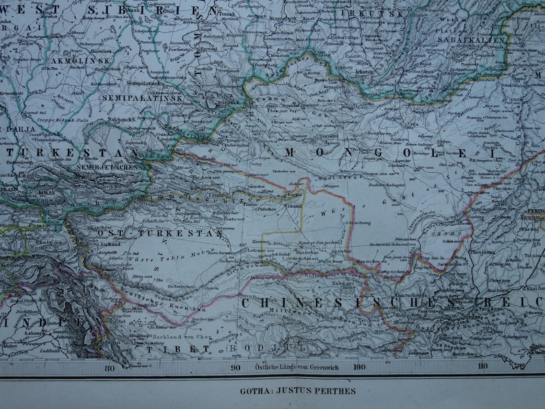 Old Map of Russia 1885 Original Antique Print of Russian - Etsy