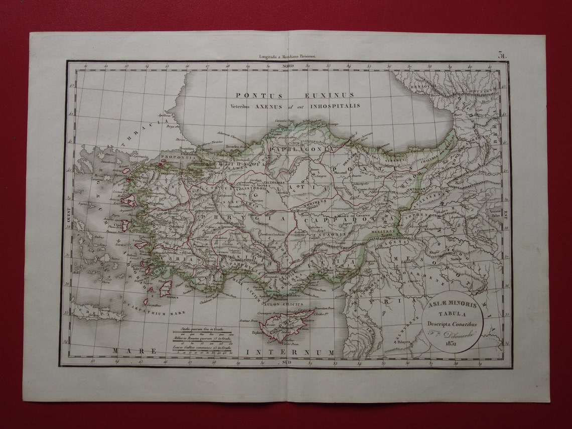 190+ Years Old Map of Ancient Asia Minor - Original Antique Print ...