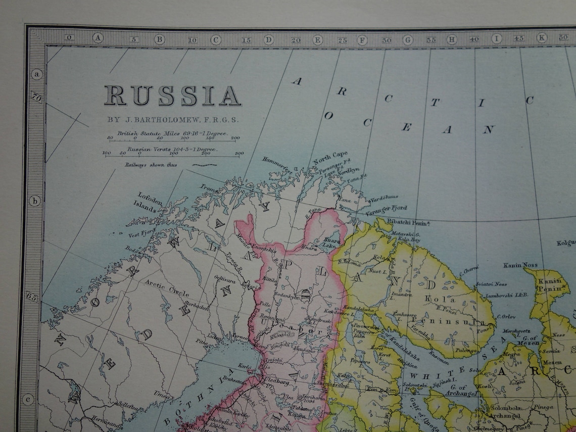 RUSSIA Old Map of Russia in 1890 Original Large English - Etsy
