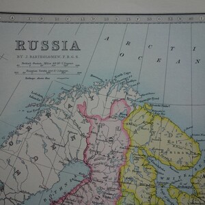 RUSSIA Old Map of Russia in 1890 Original Large English Antique Print ...