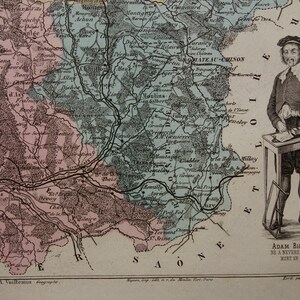 NIEVRE Antique Map of Nièvre Department France 1882 Beautiful Old Hand ...