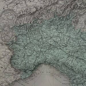 1886 ITALY Old Map of Italy Beautiful Large Antique Print Rome Sicily ...