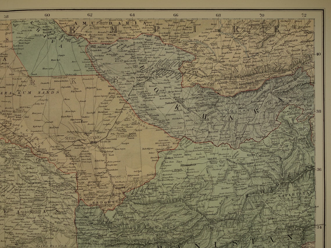 PERSIA Old Map of Persia LARGE 1890 Original Antique Poster of - Etsy ...