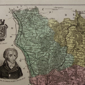 NIEVRE Antique Map of Nièvre Department France 1882 Beautiful Old Hand ...