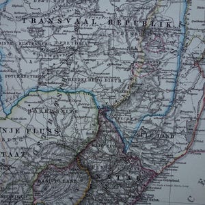 SOUTH AFRICA Map of Transvaal Republic 1878 Antique German Print About ...