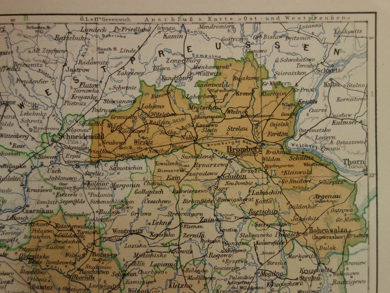POZNAN Old map of Posen Germany province 1905 original antique | Etsy