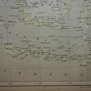 INDONESIA Old Map of Sunda Archipelago 1896 Antique Hand-colored French ...