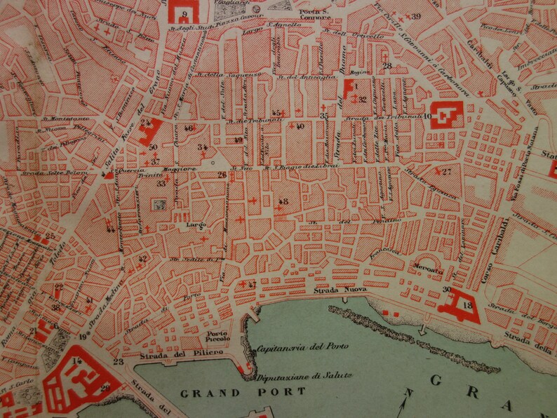 NAPLES Old Map of Naples Italy 1878 Beautiful Large Original Antique ...