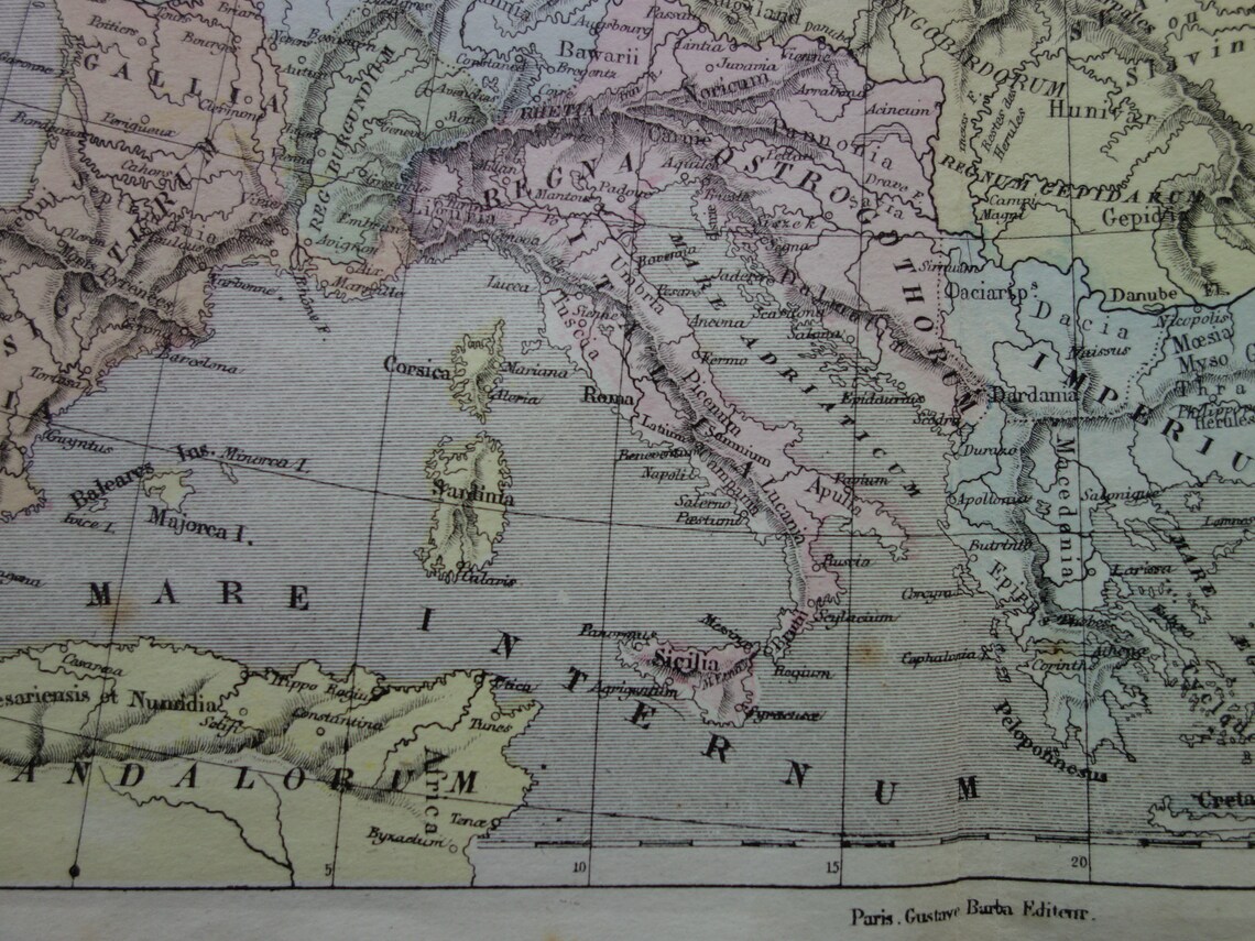 EUROPE Old Map of European Continent in 5th Century 1858 | Etsy