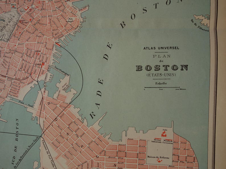 BOSTON Old Map of Boston 1877 Large Original Antique City Plan Print ...